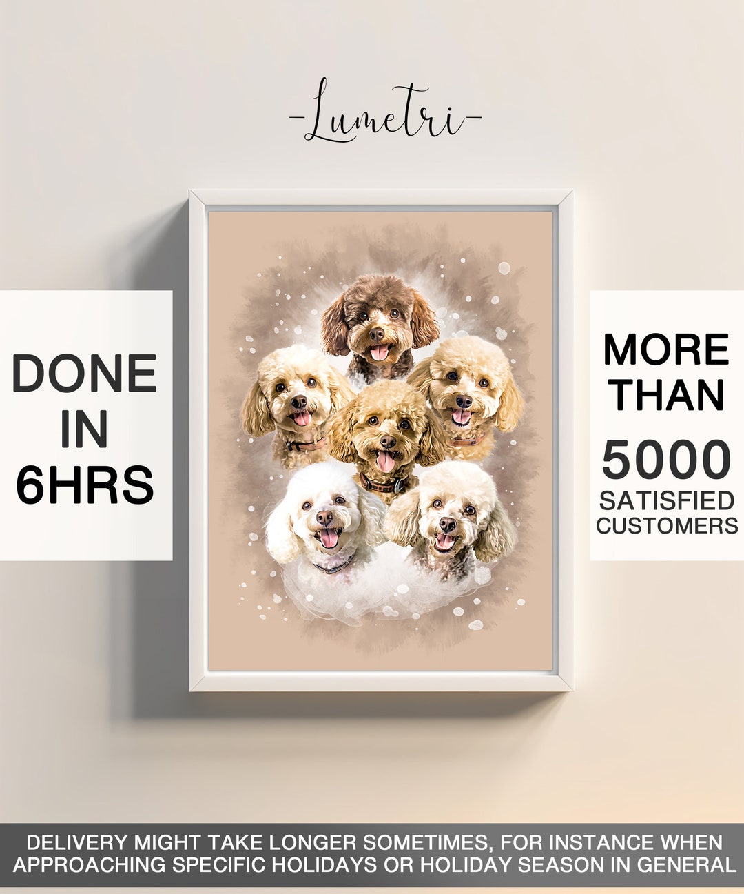 Poodle Gift, Poodle Gifts, Toy Poodle Art, Digital Poodle Portrait ...
