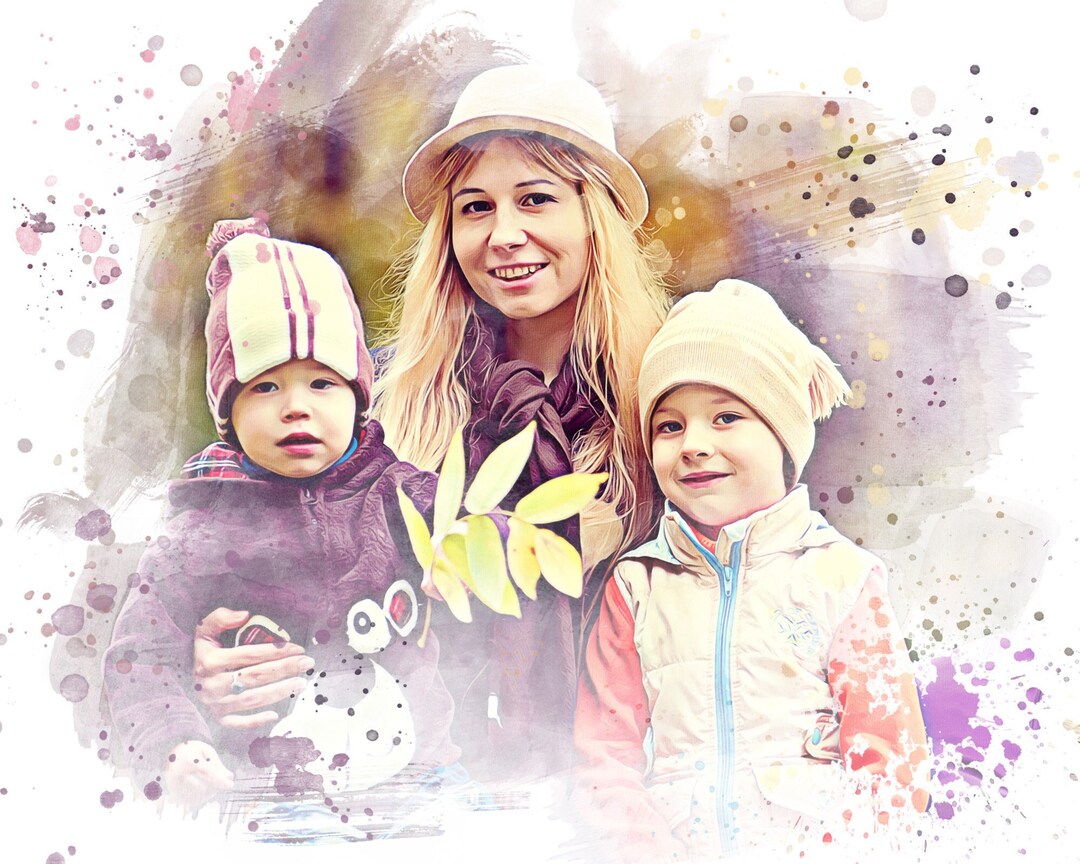 Watercolor Family Portrait, Family Loss Portrait, Personalized Family ...