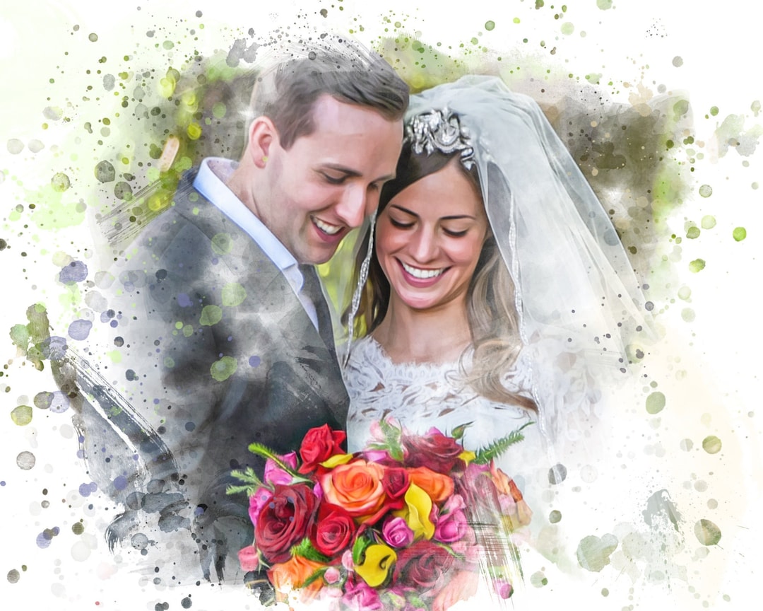 Watercolor Wedding Portrait, Wedding Portrait, Custom Wedding Portrait ...