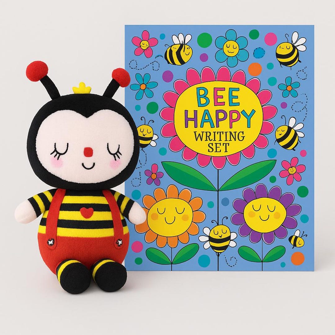 Bee Happy Gift Set – Cute Plush Bumblebee Doll and Writing Set ...