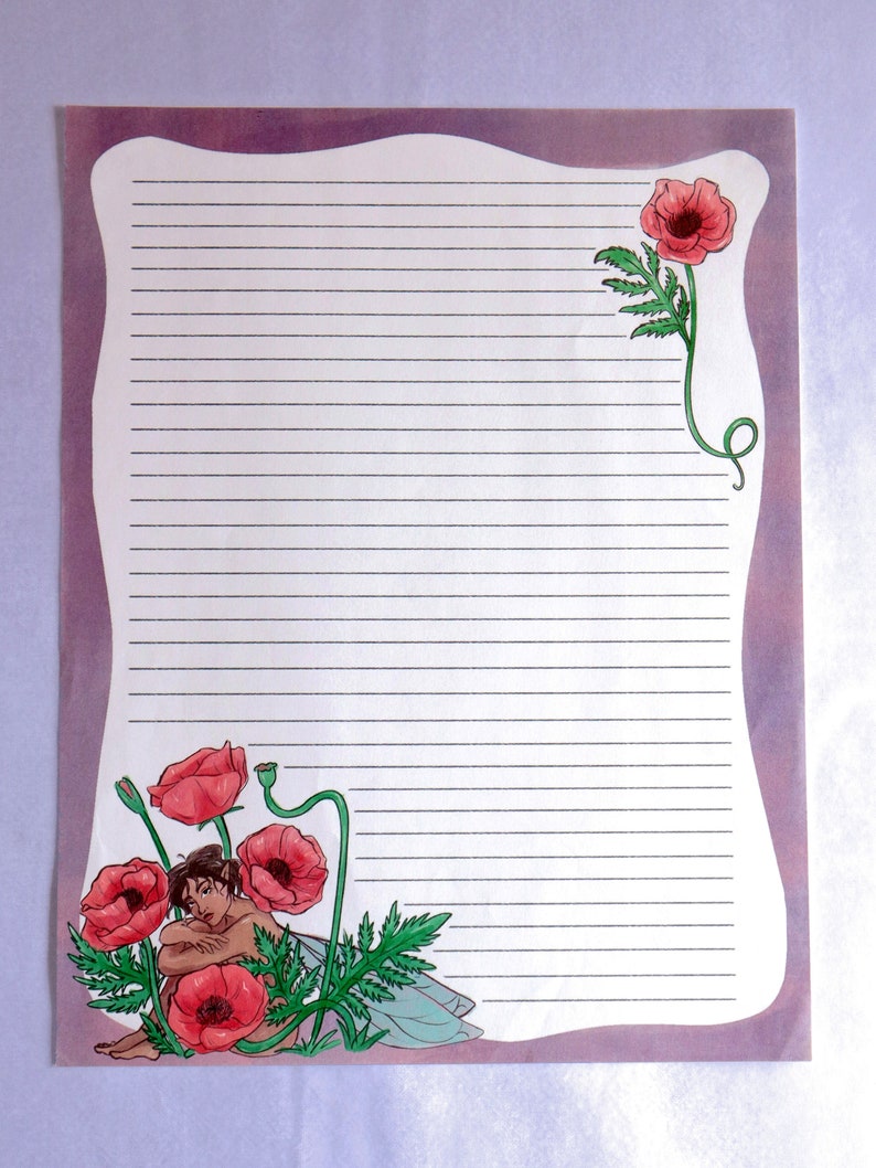 Printable Poppy Fairy Letter and Note Paper - Etsy