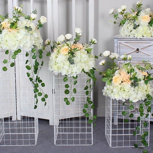 Gold White Wedding Props Line Square Wrought Iron Stage | Etsy