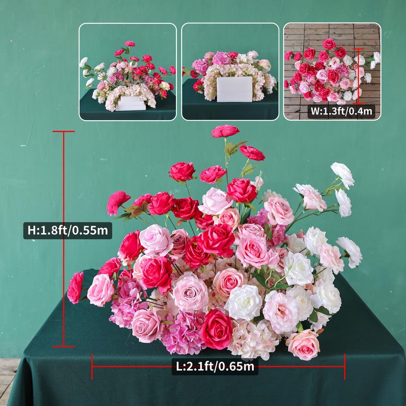 Red Pink Rose Flower Runner, Wedding Arch Decor - Etsy