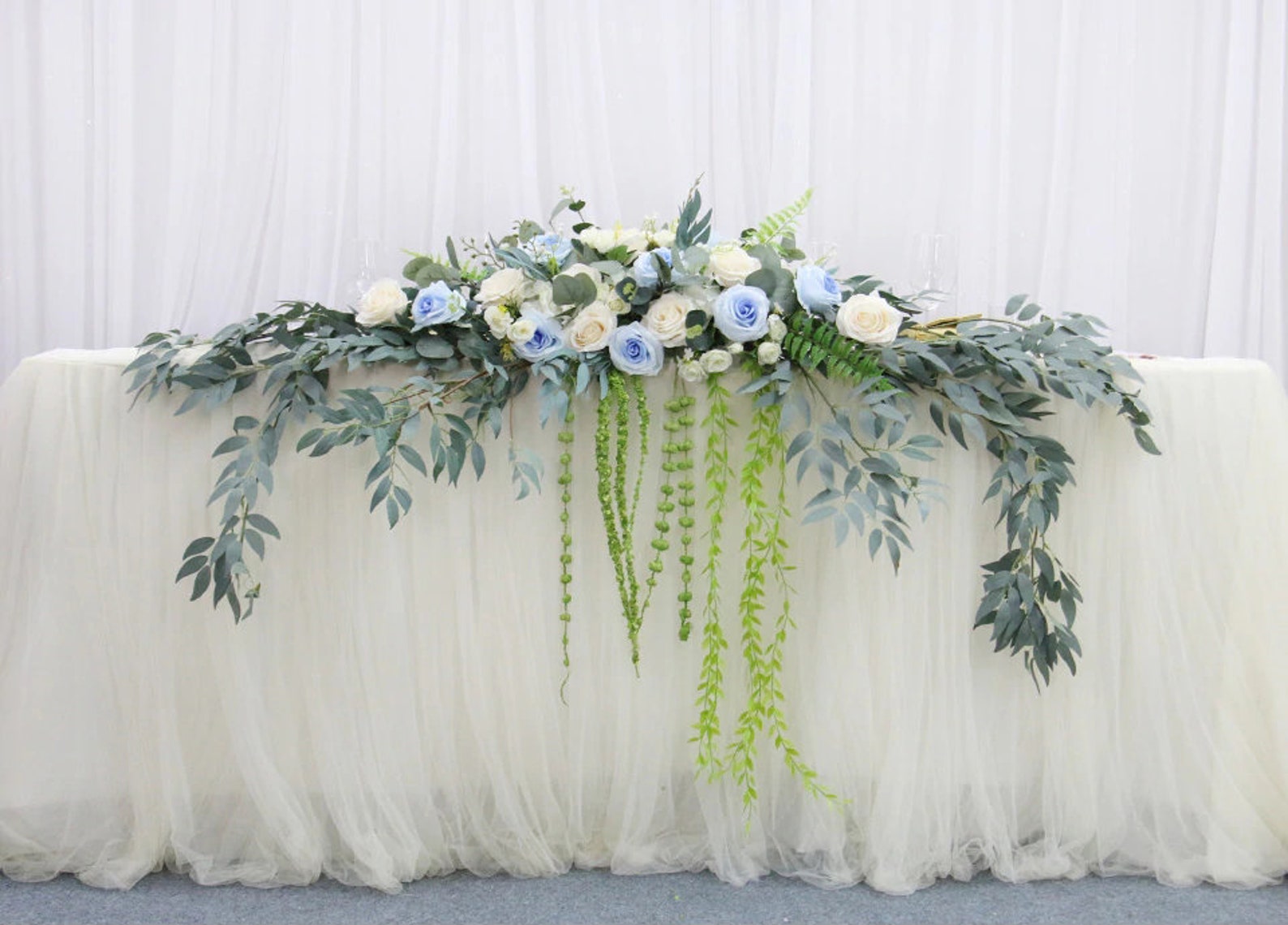 1.8M Willow Leaf Table Flower Runner Artificial Flower Green | Etsy