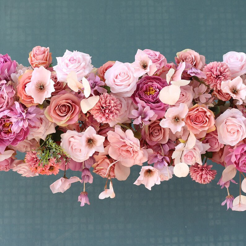 Wedding Flower Row Pink Purple Flower Arrangement Background - Etsy