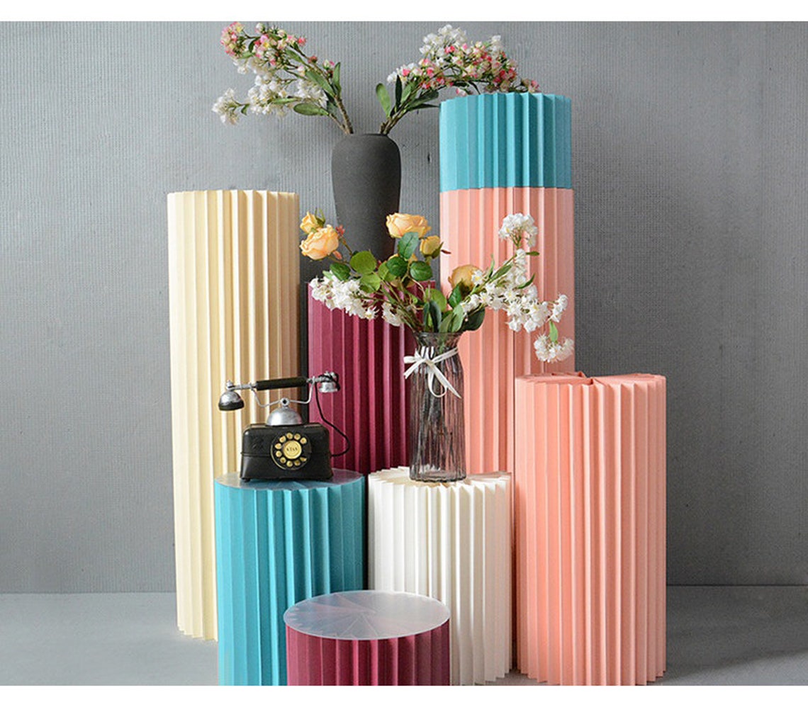 Wedding Props Stage Multicolor Origami Round Pillar Set - Etsy
