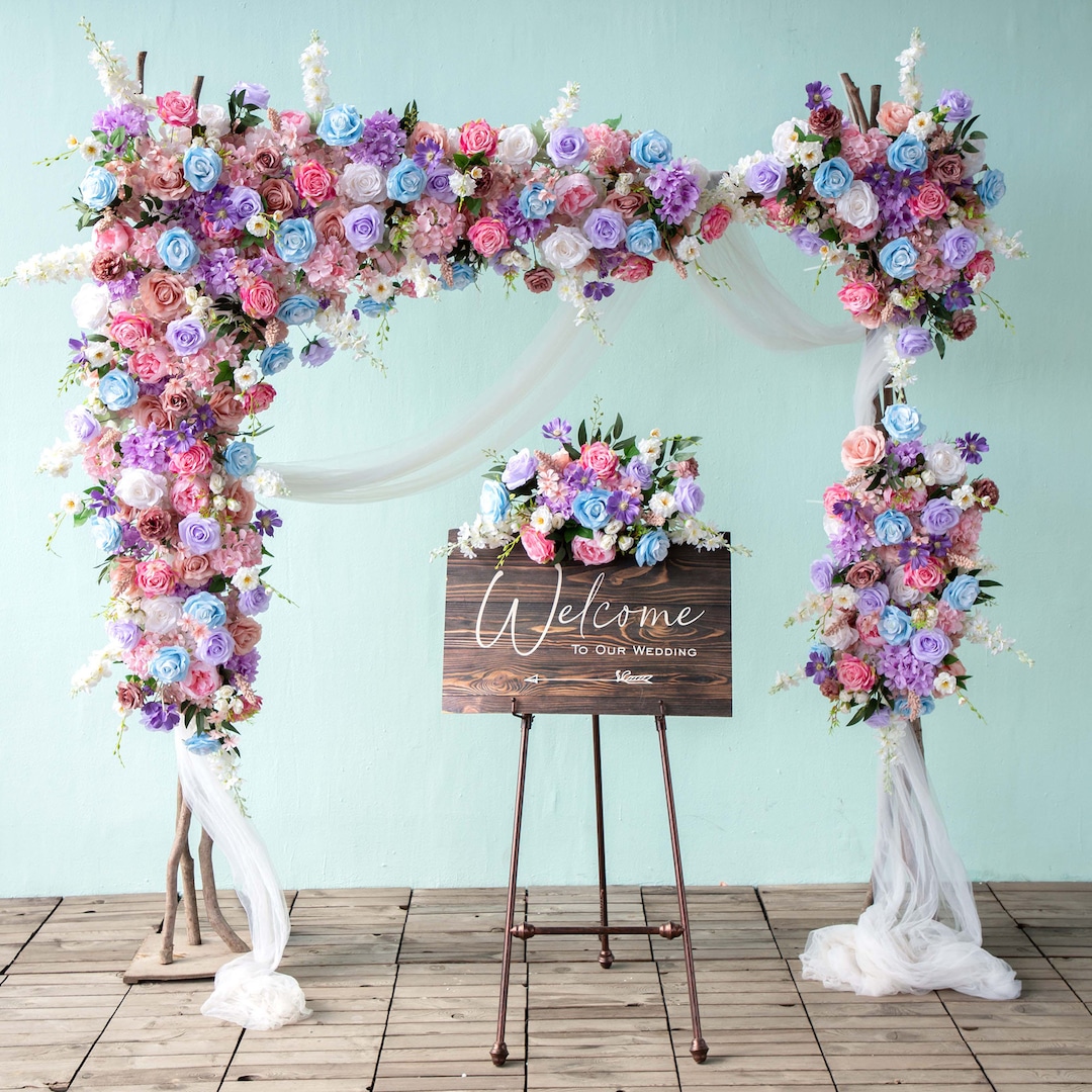 Wedding Party Decorations Light Pink Purple Blue Series Rose Flower ...