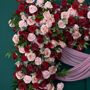 Artificial Flowers for Wedding Decoration Deep Red Pink Rose Greenery ...