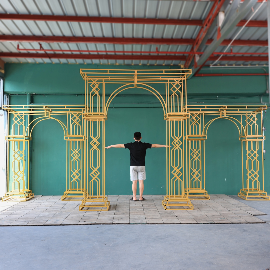 Wedding Arch Stage Iron Truss Arch Decorative Party Props Cuboid Curved ...