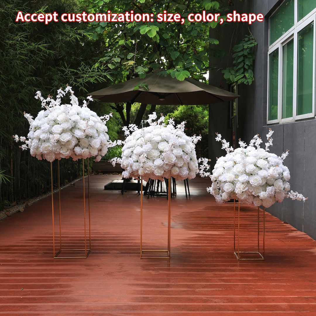 Wedding Centerpiece Customize White Rose 60cm Big Flower Ball Stand ...