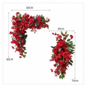 Customize Flower Row Artificial Red Rose Flower Wedding Background ...