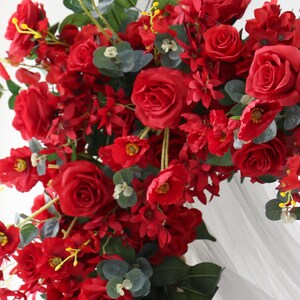 Customize Flower Row Artificial Red Rose Flower Wedding Background ...