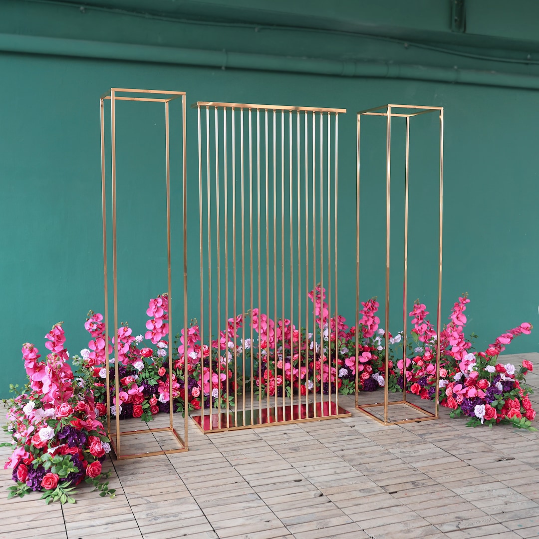 Gilded Iron Square Wedding Arch: Geometric Flower Stand Backdrop - Etsy