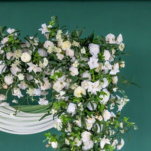 Greenery Style White Rose Floral Runner for Wedding Background ...