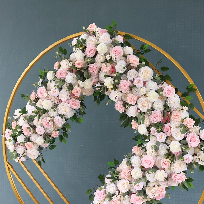Peach Pink Rose Flower Row: Wedding Arch Arrangement (39.37x15.7in) - Etsy
