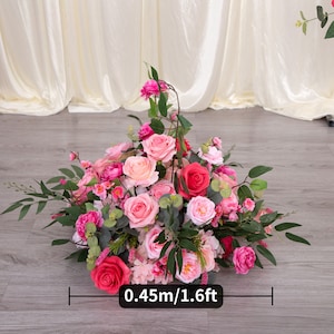 Luxury Pink Red Rose Greenery Floral Runner for Wedding Backdrop Arch ...
