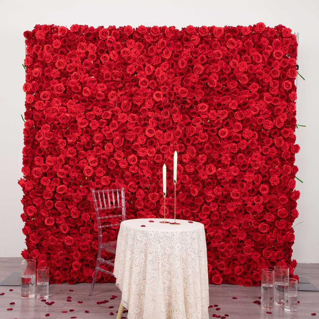 Red Rose Flower Wall: 8ft Wedding Backdrop Decoration - Etsy