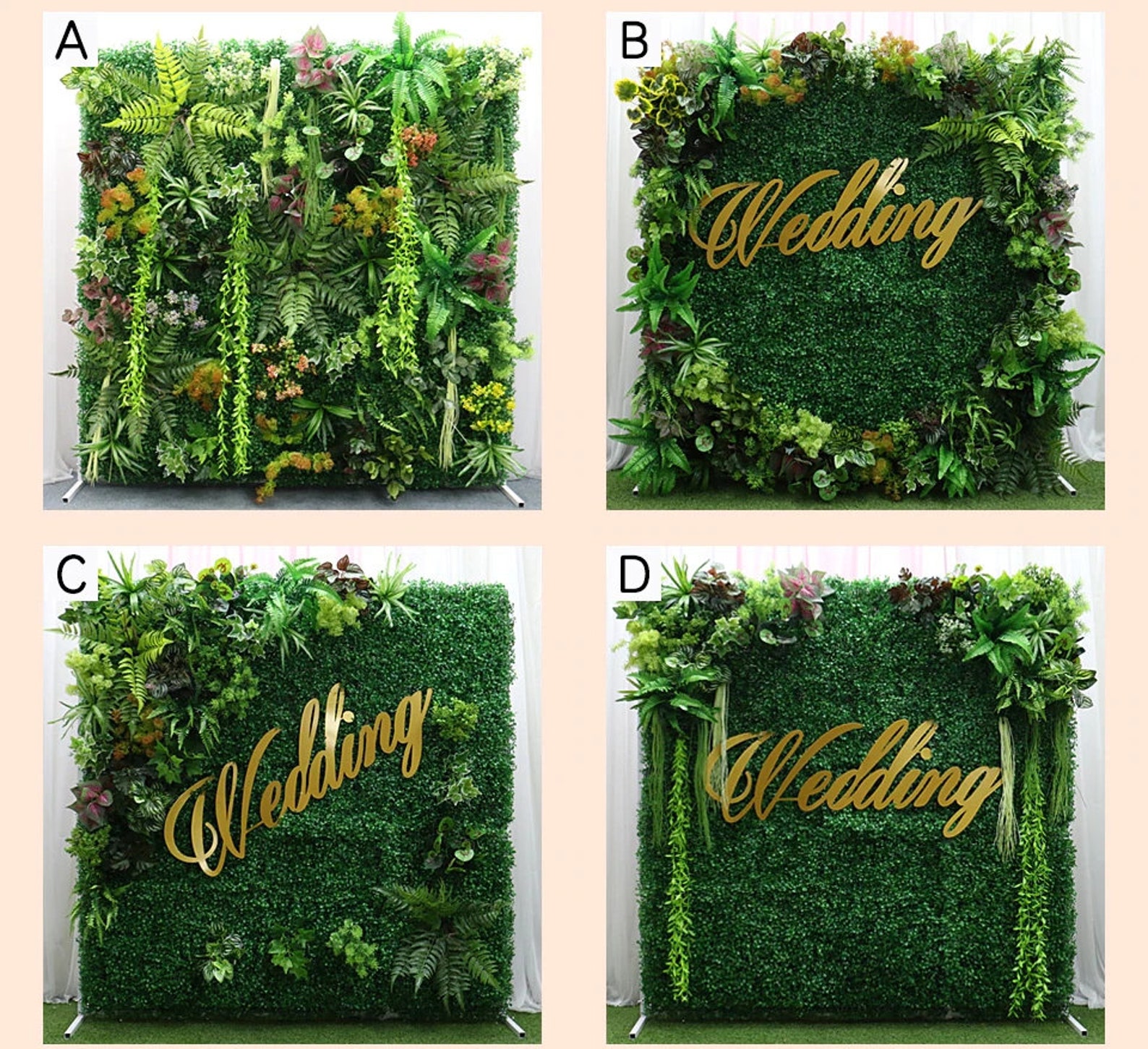 Luxury Plastic Moss Lawn Artificial Green Plants Grass Flower Wall ...