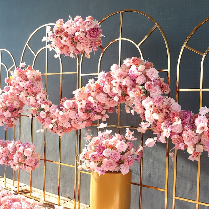 Wedding Flower Row Pink Purple Flower Arrangement Background - Etsy