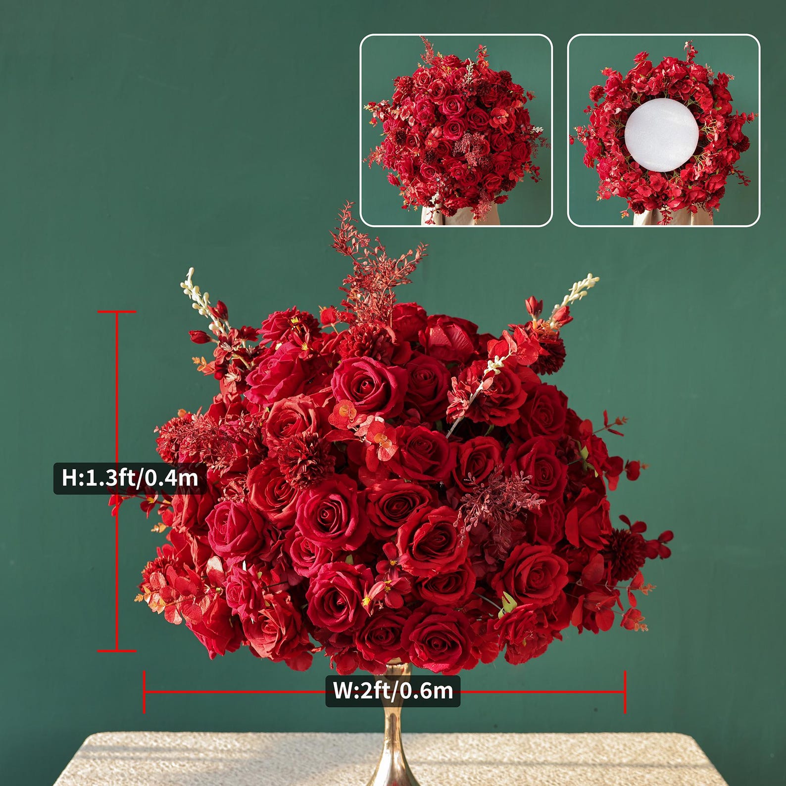 Red Rose Flower Ball Centerpiece: Luxury Wedding Table Decor - Etsy