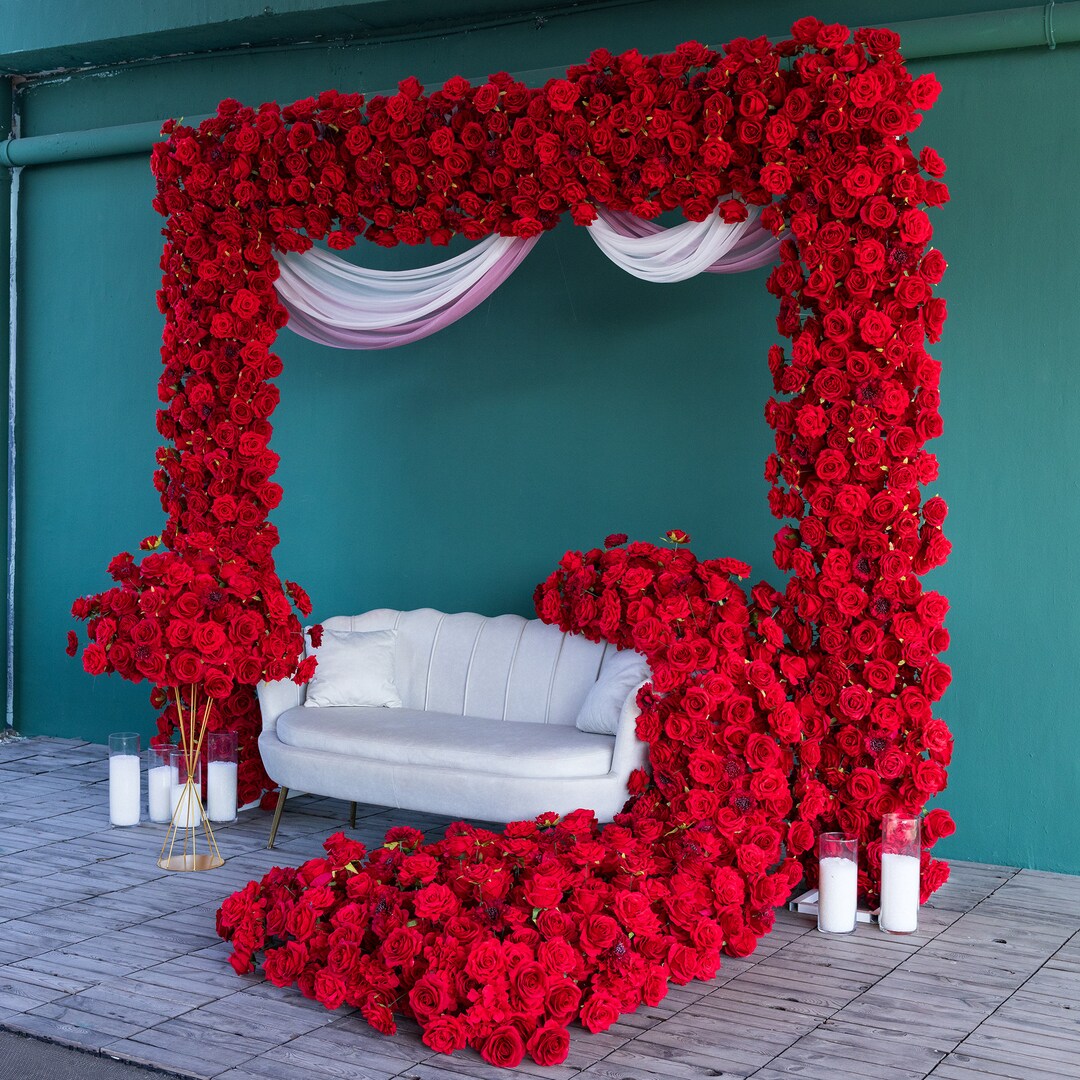 Luxury Red Rose Hydrangea Flower Runner: Wedding Backdrop Decor - Etsy