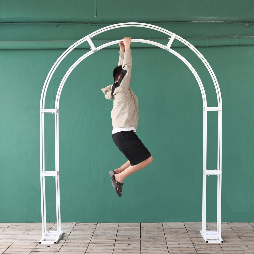 White Stand Wedding Arch Props Wrought Iron Triumphal Arch Three Tube ...