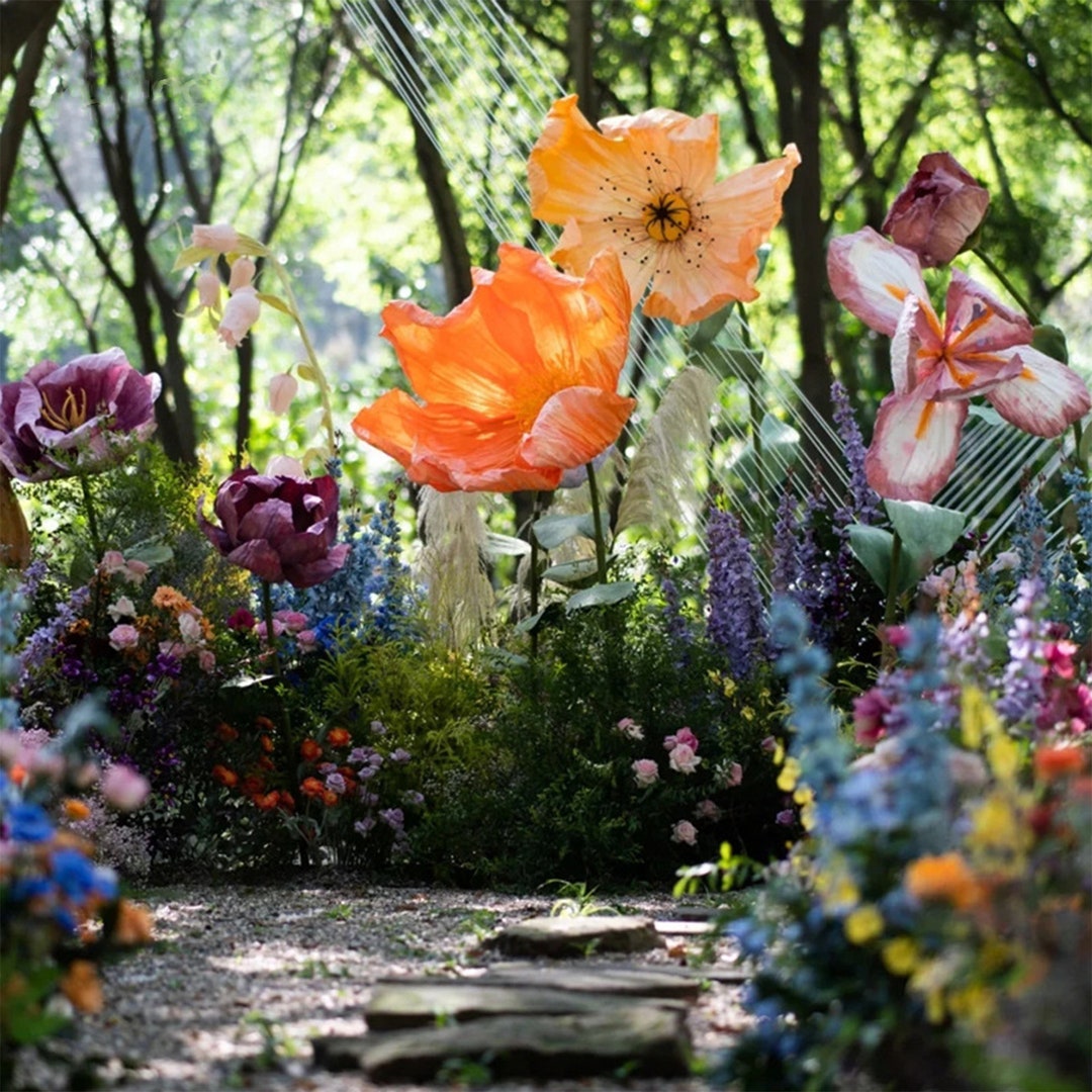 Giant Flower Set Wedding Event Paper Floral Backdrop Retail Store Front ...