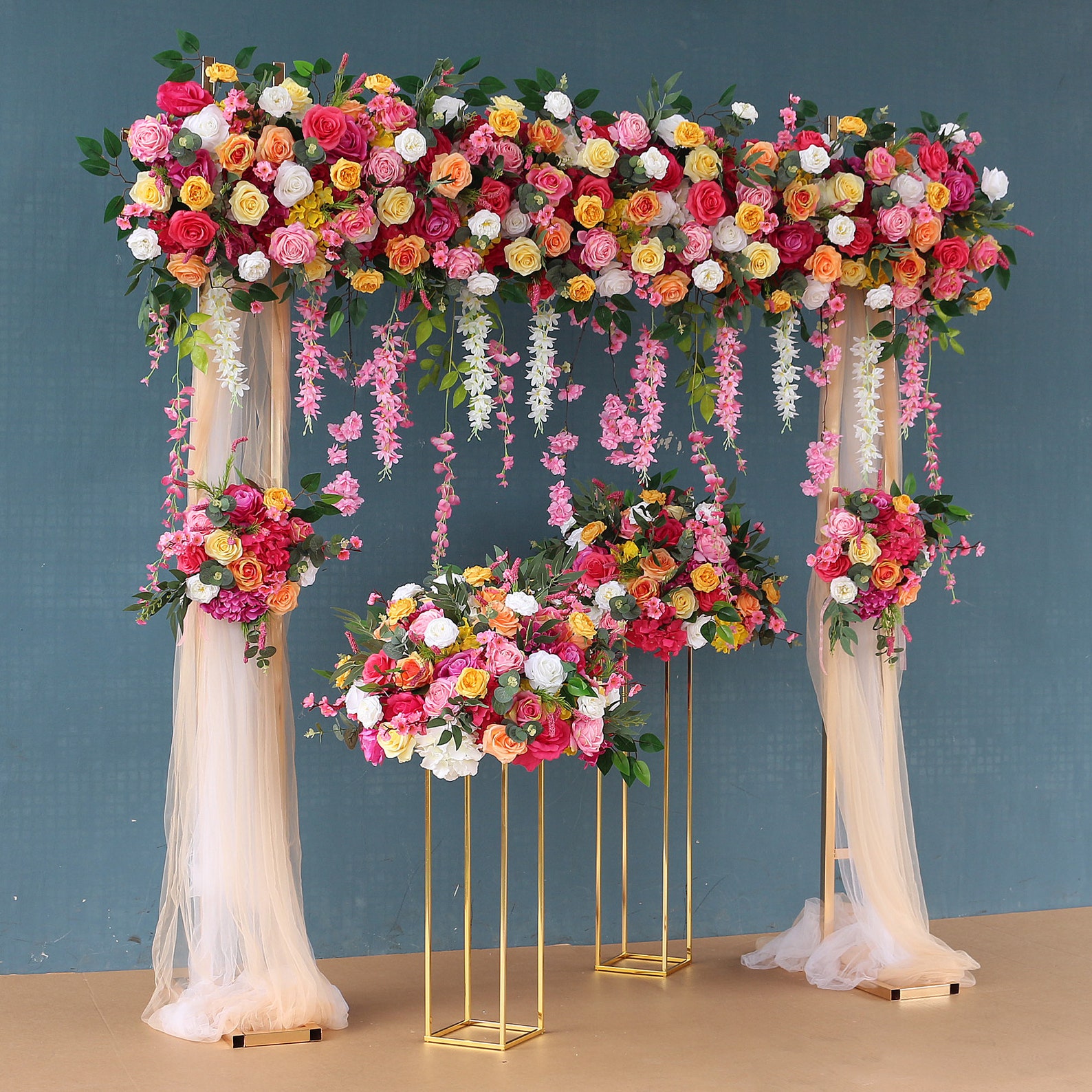 Colorful Flower Arrangement Flower Row Wedding Flower Stand - Etsy
