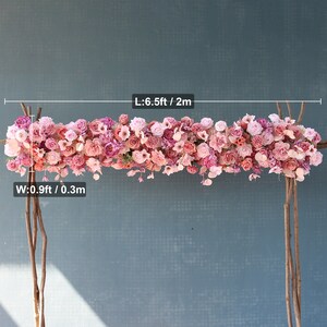 Wedding Flower Row Pink Purple Flower Arrangement Background Arches ...