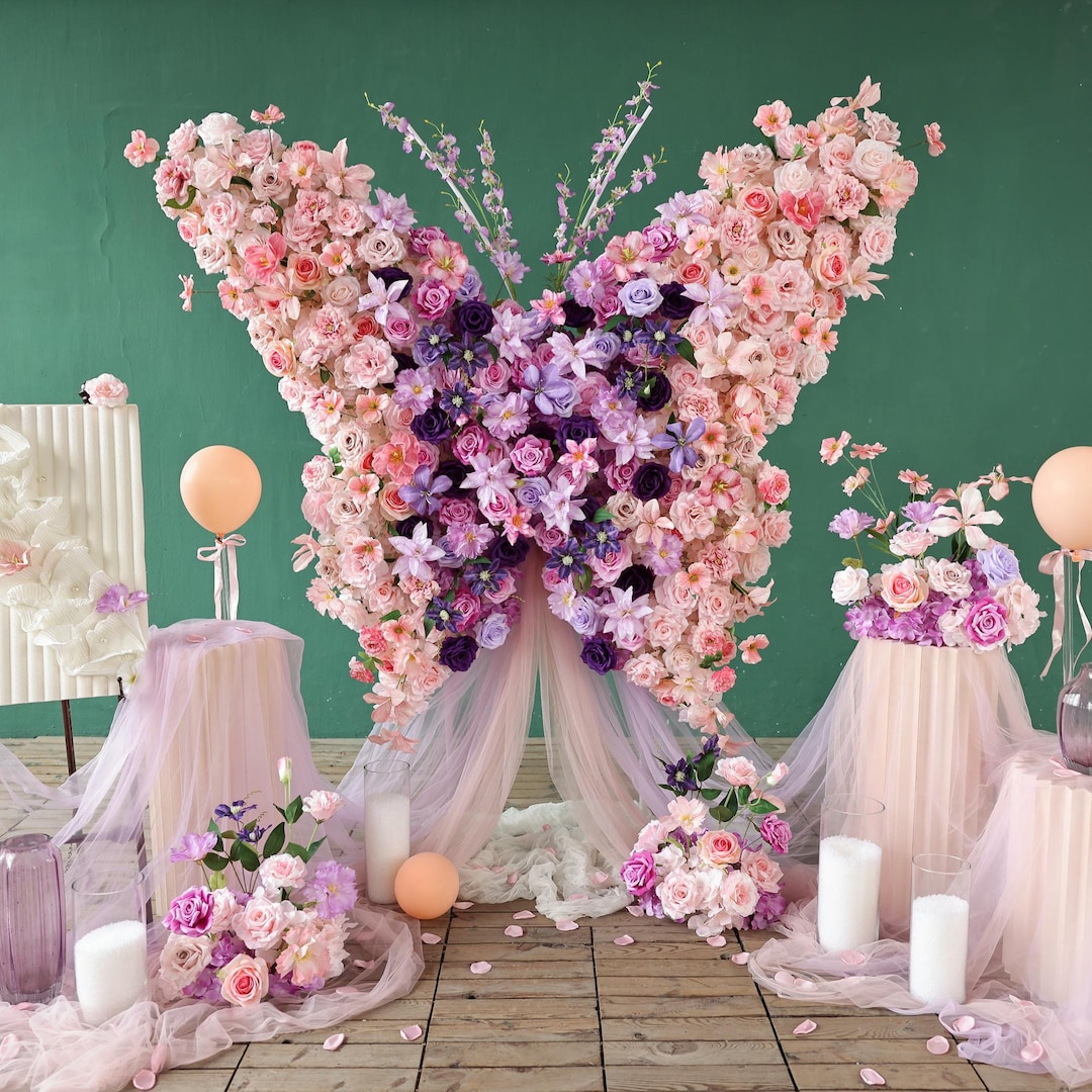 Floral Arrangement Butterfly Shape Wedding Backdrop Arch Decor - Etsy