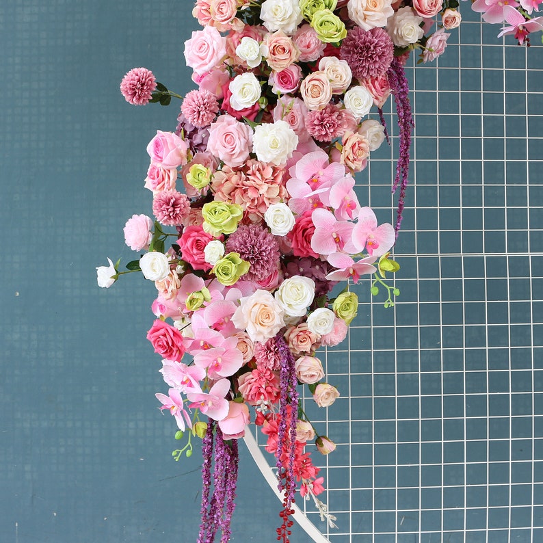 Customize Silk Pink Rose Artificial Flowers Mesh Arch Flower - Etsy ...