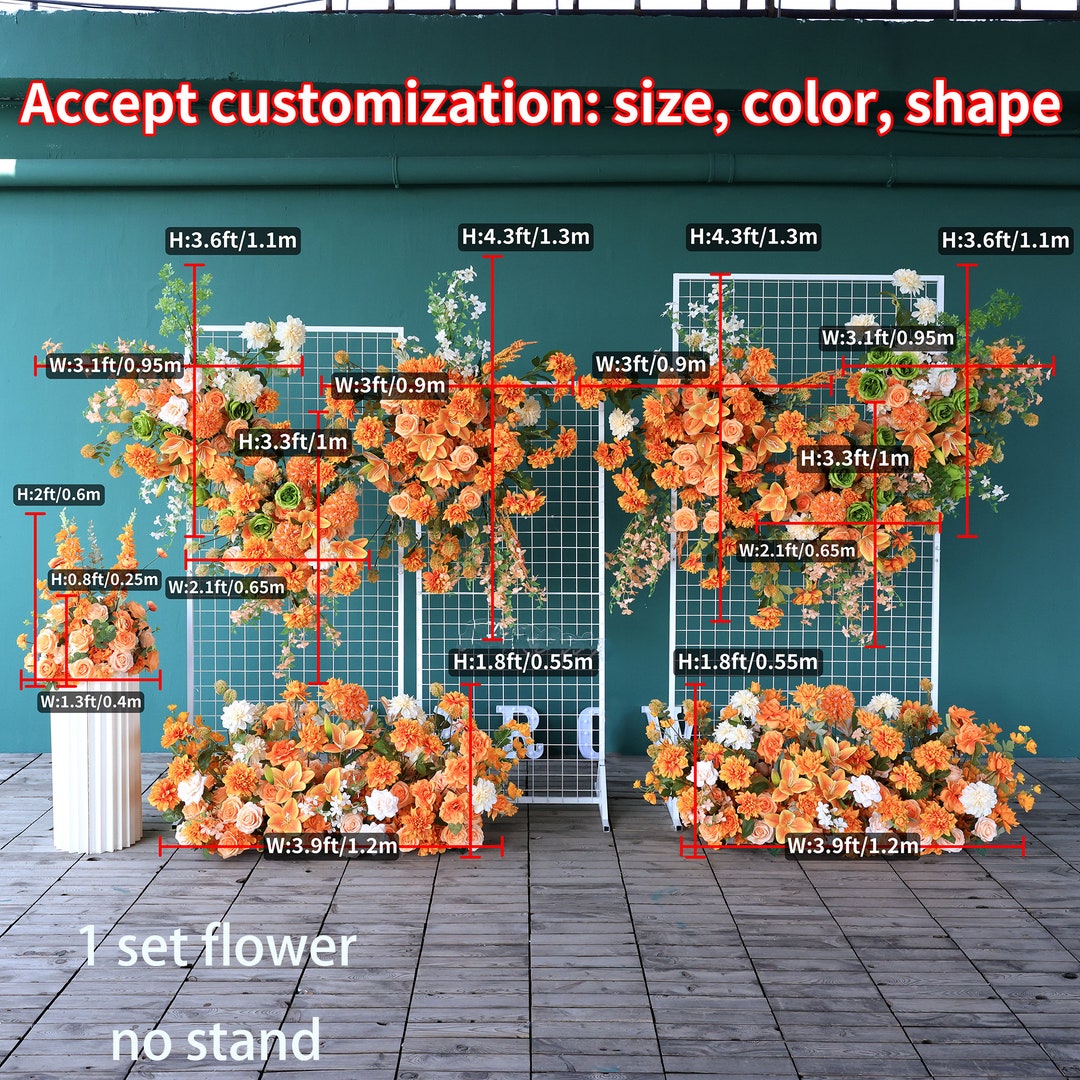 Customized Luxury Horn Arch Flower Arrangement Set White Rose Peony ...