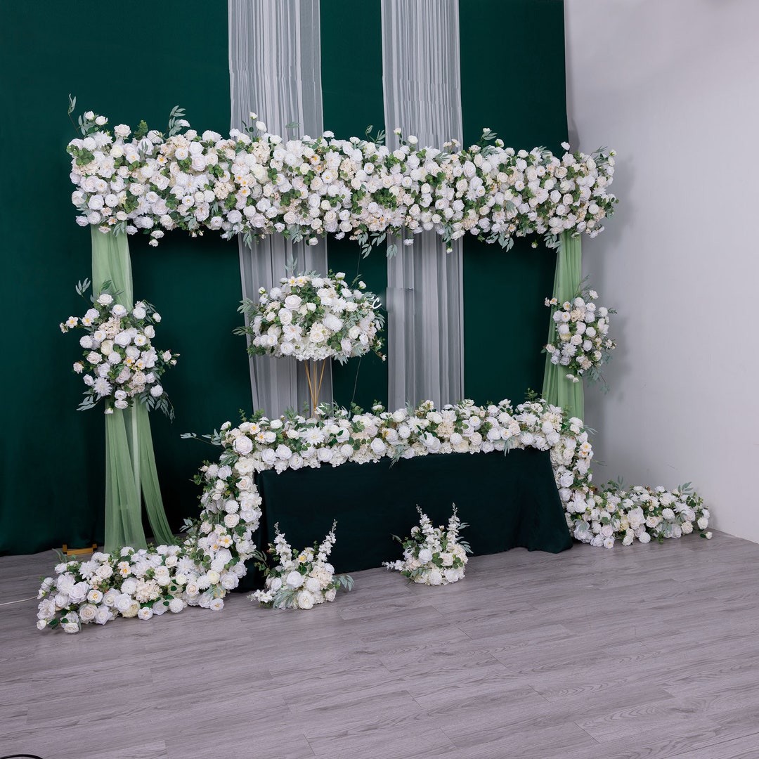 Wedding Event Backdrop Decoration Customized White Rose Hydrangea ...