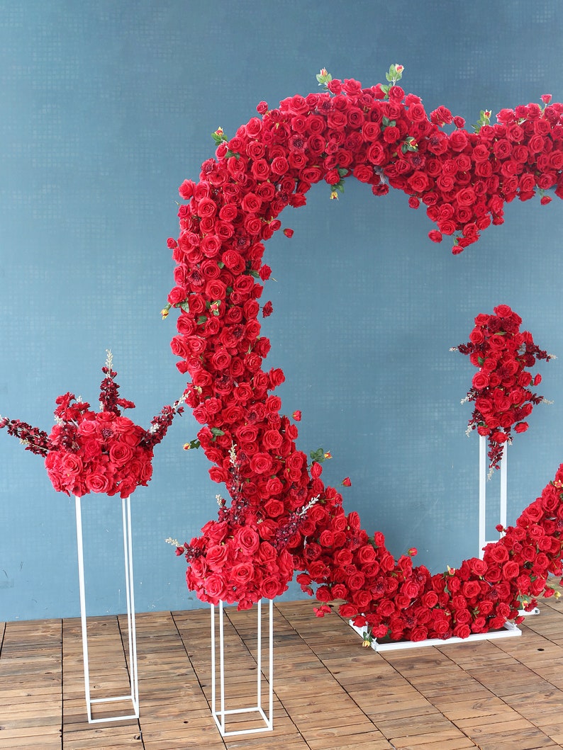 Red Heart Shaped Flower Row Flower Stand Set Flower - Etsy UK