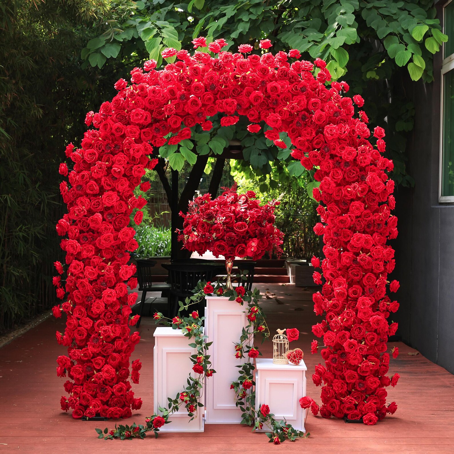 Red Rose Wedding Arch: Artificial Flower Backdrop Decor - Etsy