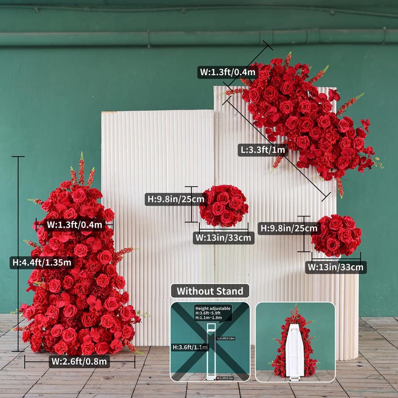 Red Rose Wedding Arch Flowers: DIY Floral Arrangement Decor - Etsy