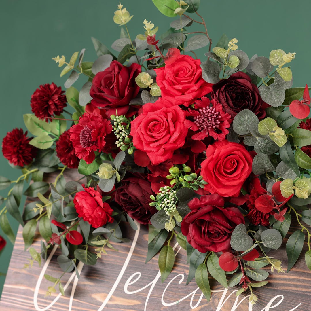 Red Rose & Orchid Floral Arch: Wedding Party Backdrop Decor - Etsy