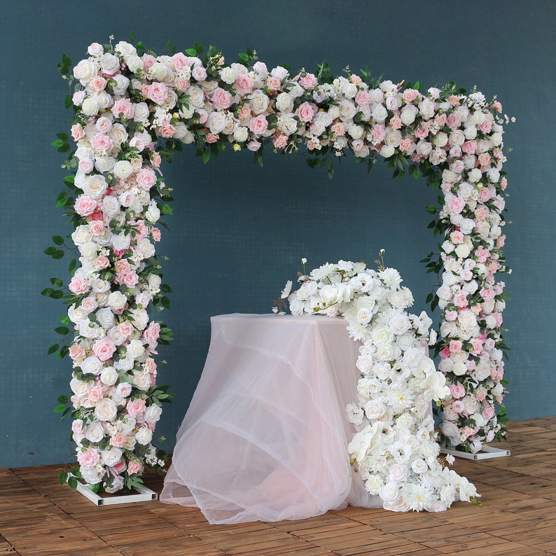 Peach Pink Rose Flower Row: Wedding Arch Arrangement (39.37x15.7in) - Etsy