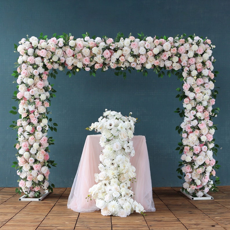 Peach Pink Rose Flower Row: Wedding Arch Arrangement (39.37x15.7in) - Etsy