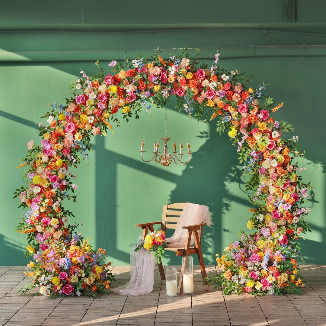 Wedding Backdrop Decorations Customized Orange Hot Pink Floral ...