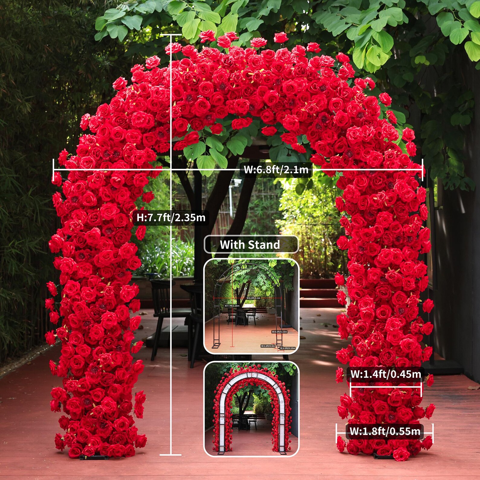 Red Rose Wedding Arch: Artificial Flower Backdrop Decor - Etsy