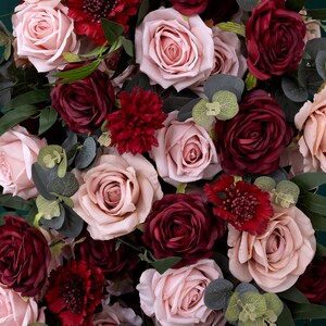 Artificial Flowers for Wedding Decoration Deep Red Pink Rose Greenery ...