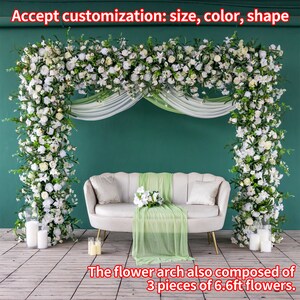 Greenery Style White Rose Floral Runner for Wedding Background ...