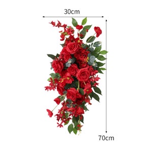 Customize Flower Row Artificial Red Rose Flower Wedding Background ...