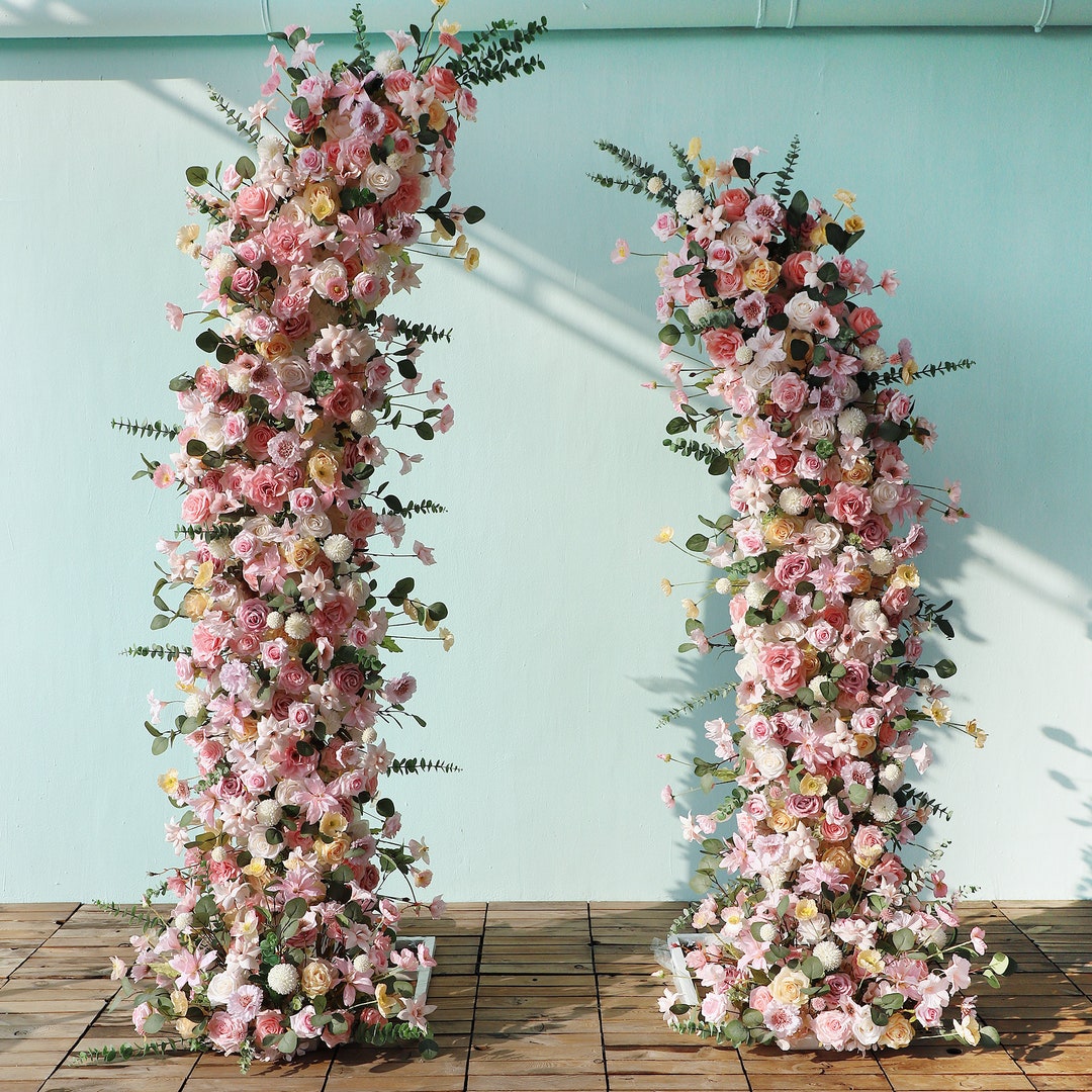 Luxury Floral Arrangement Customized Pink White Series Flower Runner ...