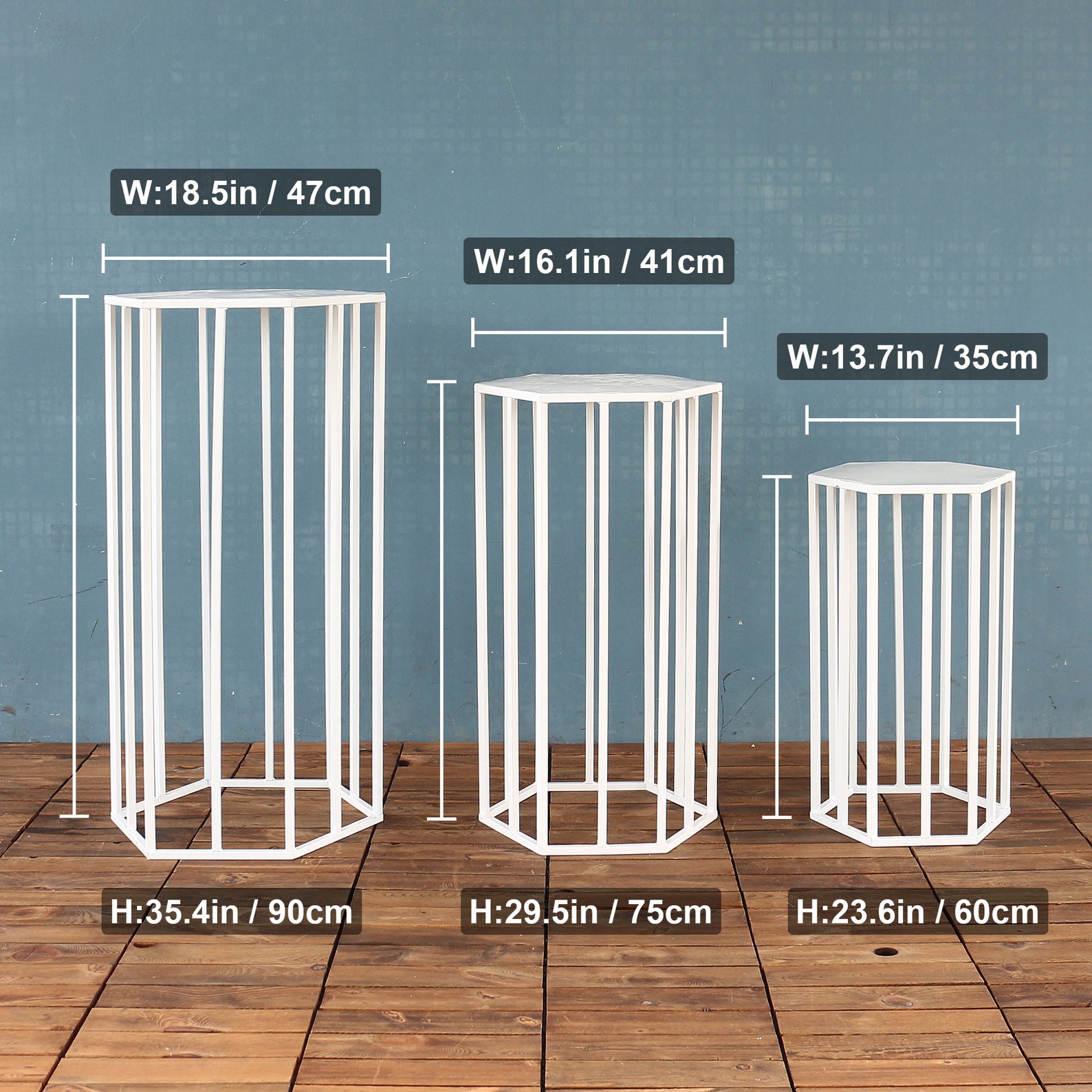 White Metal Hexagon Dessert Table Stands: Wedding Party Decor - Etsy