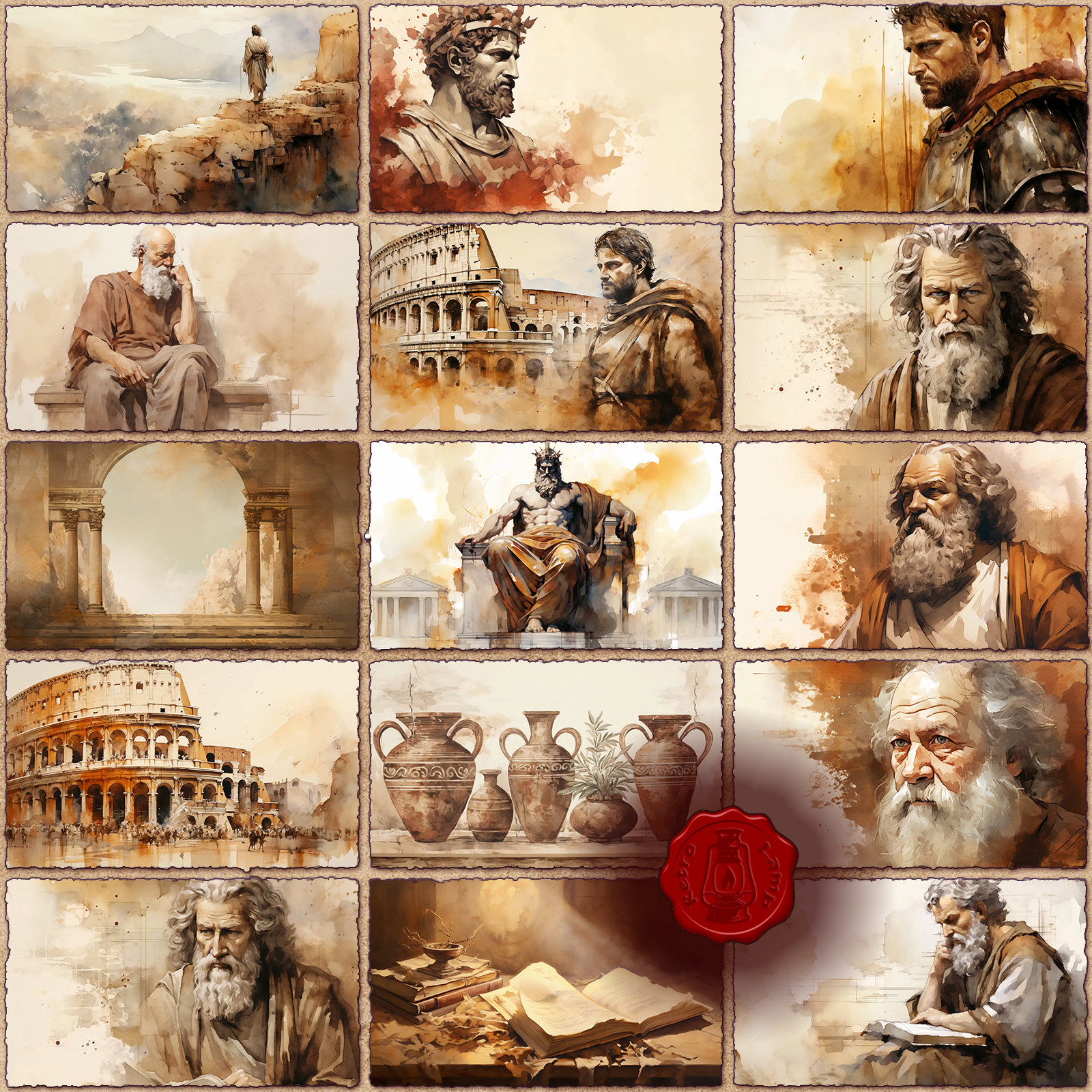 Stoicism A 48 Images Watercolor Design Wall-art, Poster, Background ...