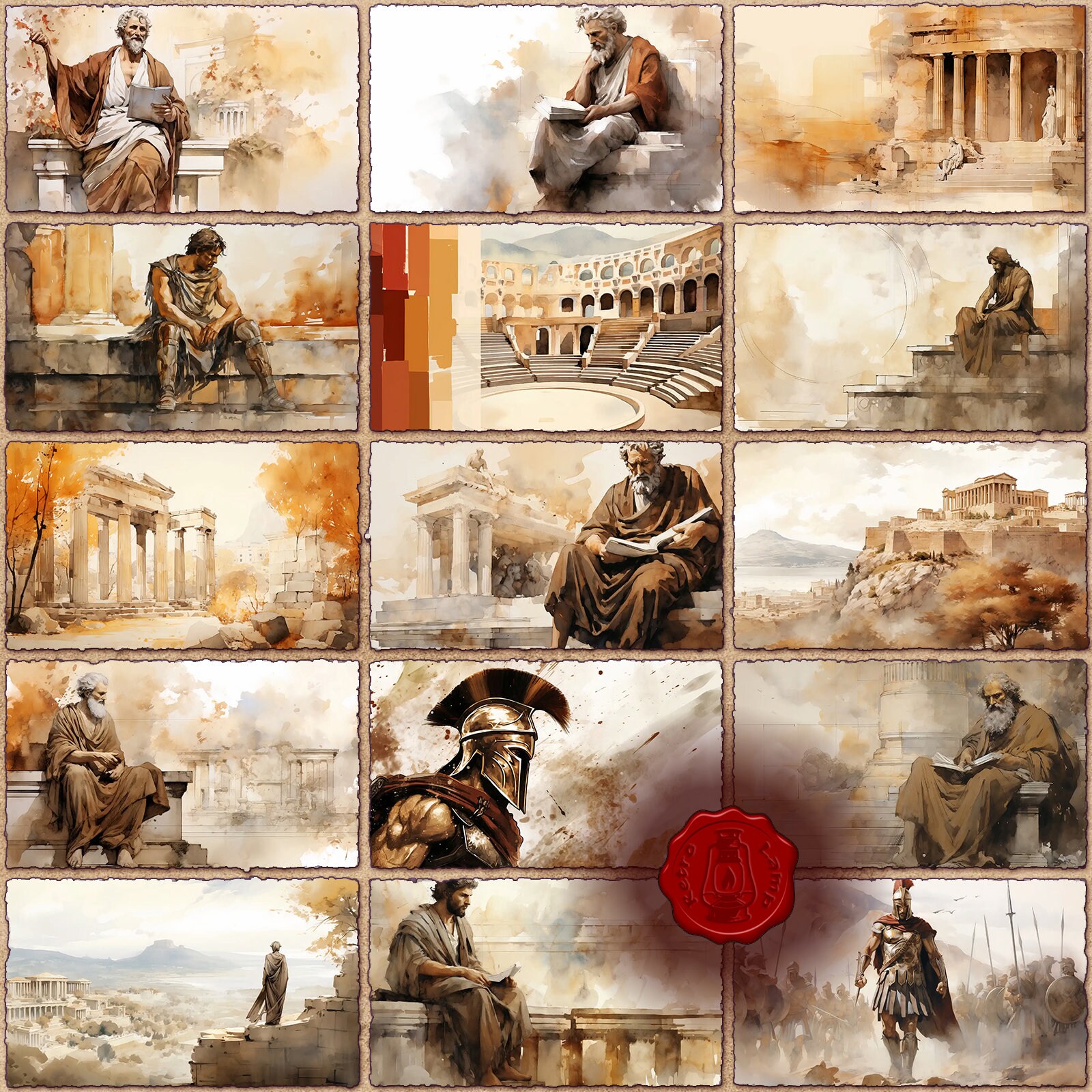 Stoicism A 48 Images Watercolor Design Wall-art, Poster, Background ...