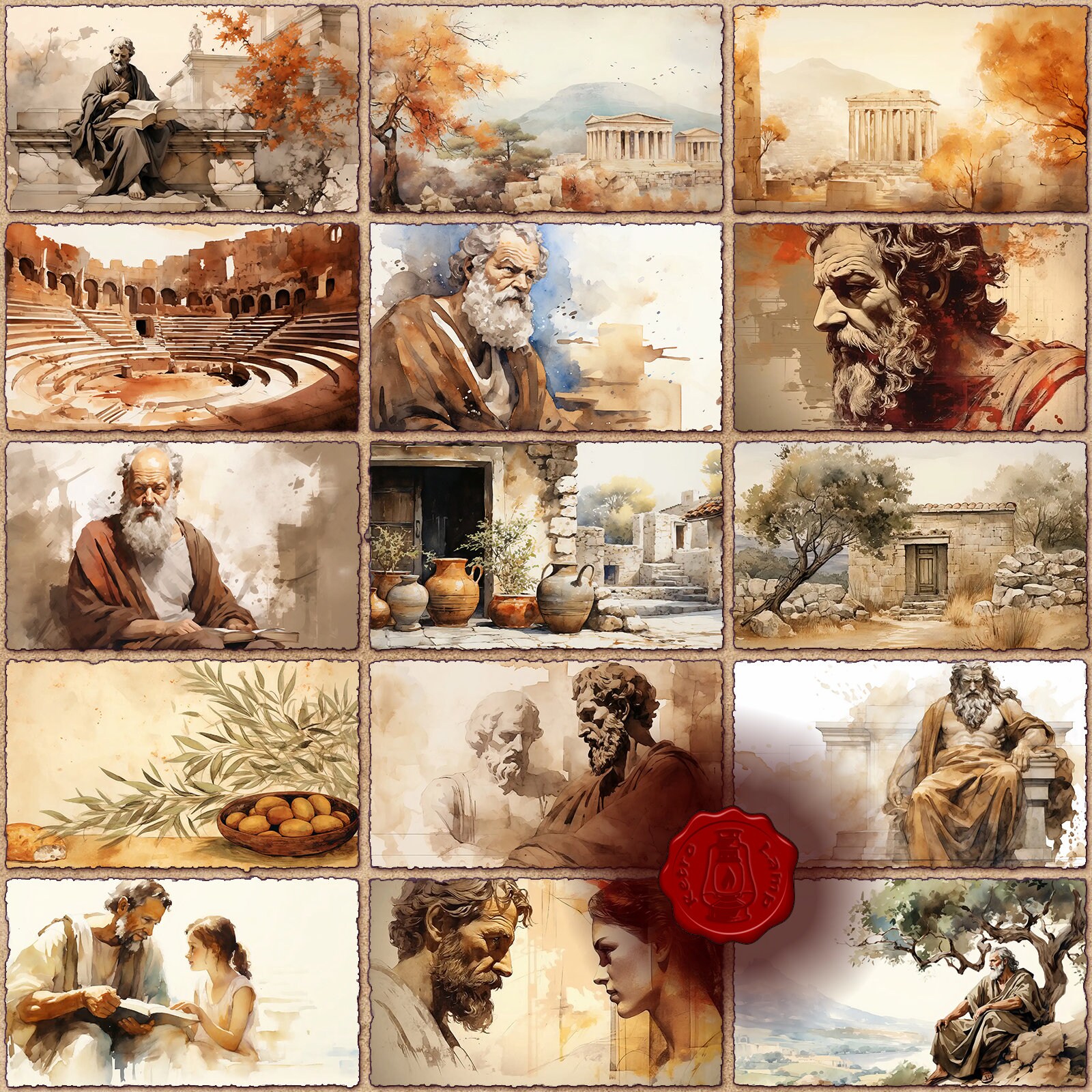 Stoicism A 48 Images Watercolor Design Wall-art, Poster, Background ...