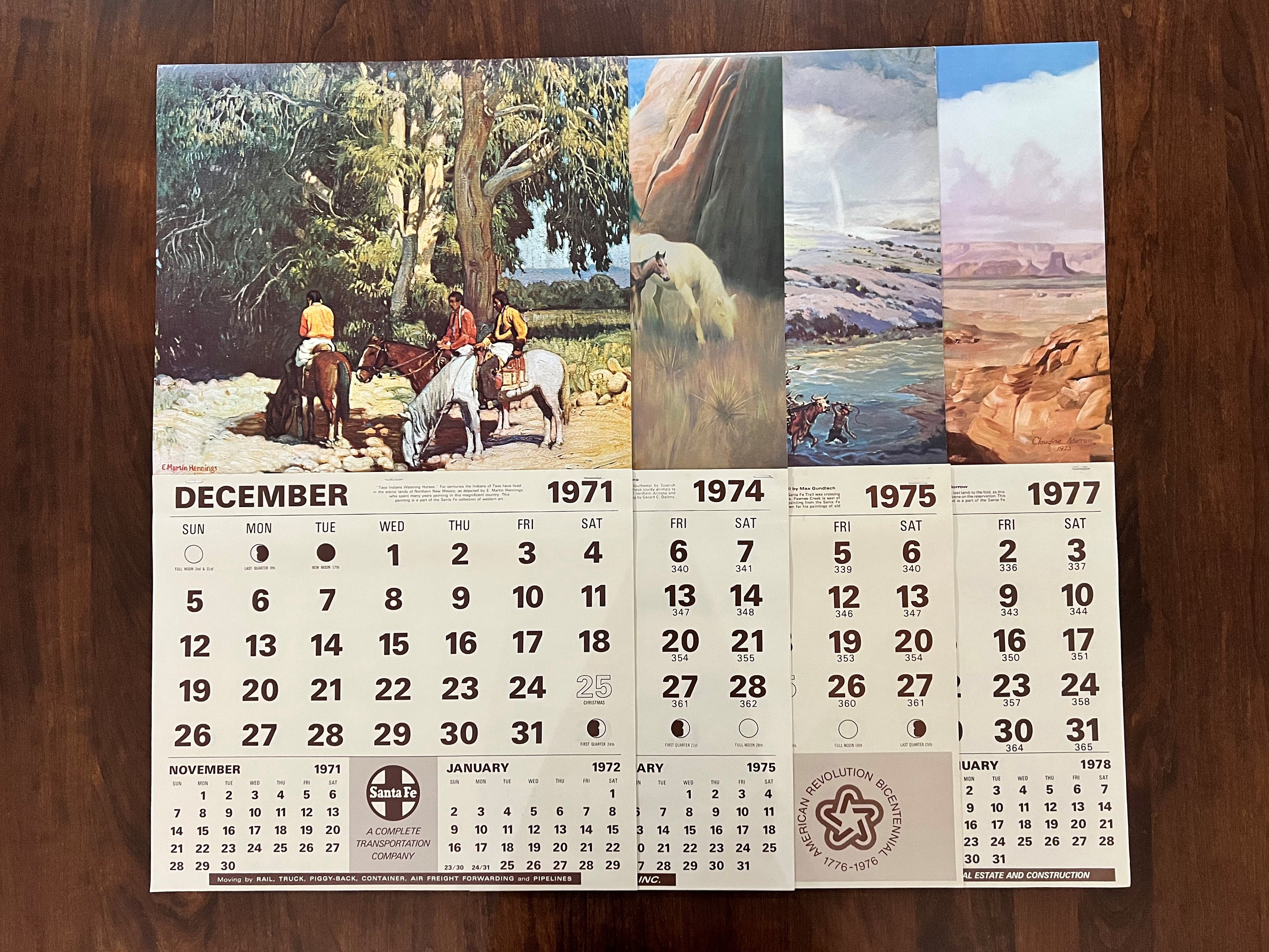 Santa Fe Wall Calendars 1970's Vintage Santa Fe Railway - Etsy